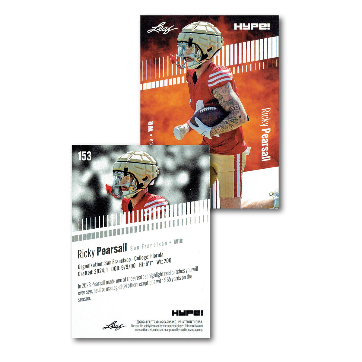 Mint Ricky Pearsall 2024 Leaf Hype #153 Limited Edition Rookie Card ...