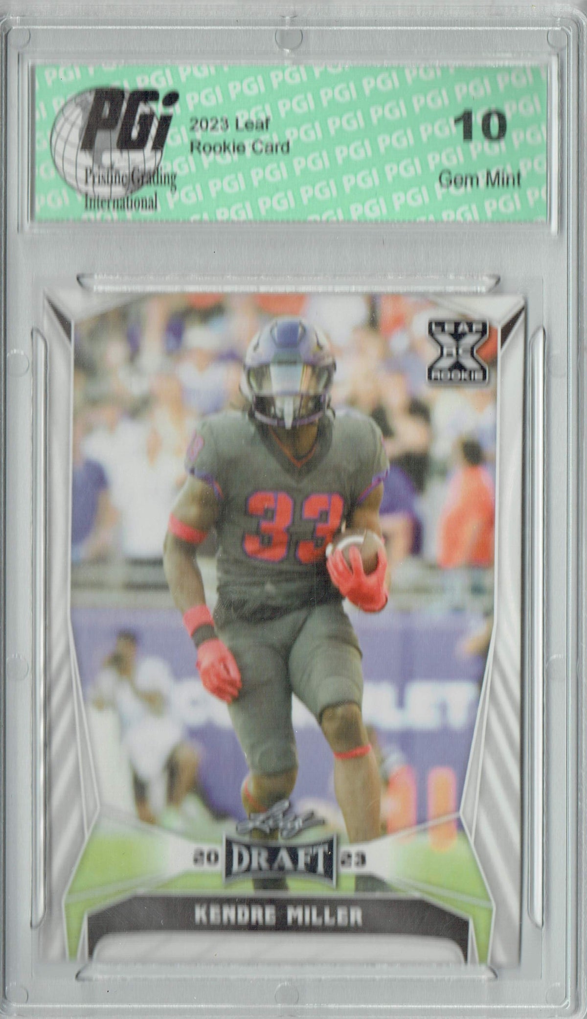 Kendre Miller 2023 Leaf Football #58 Rookie Card PGI 10 — Rookie Cards