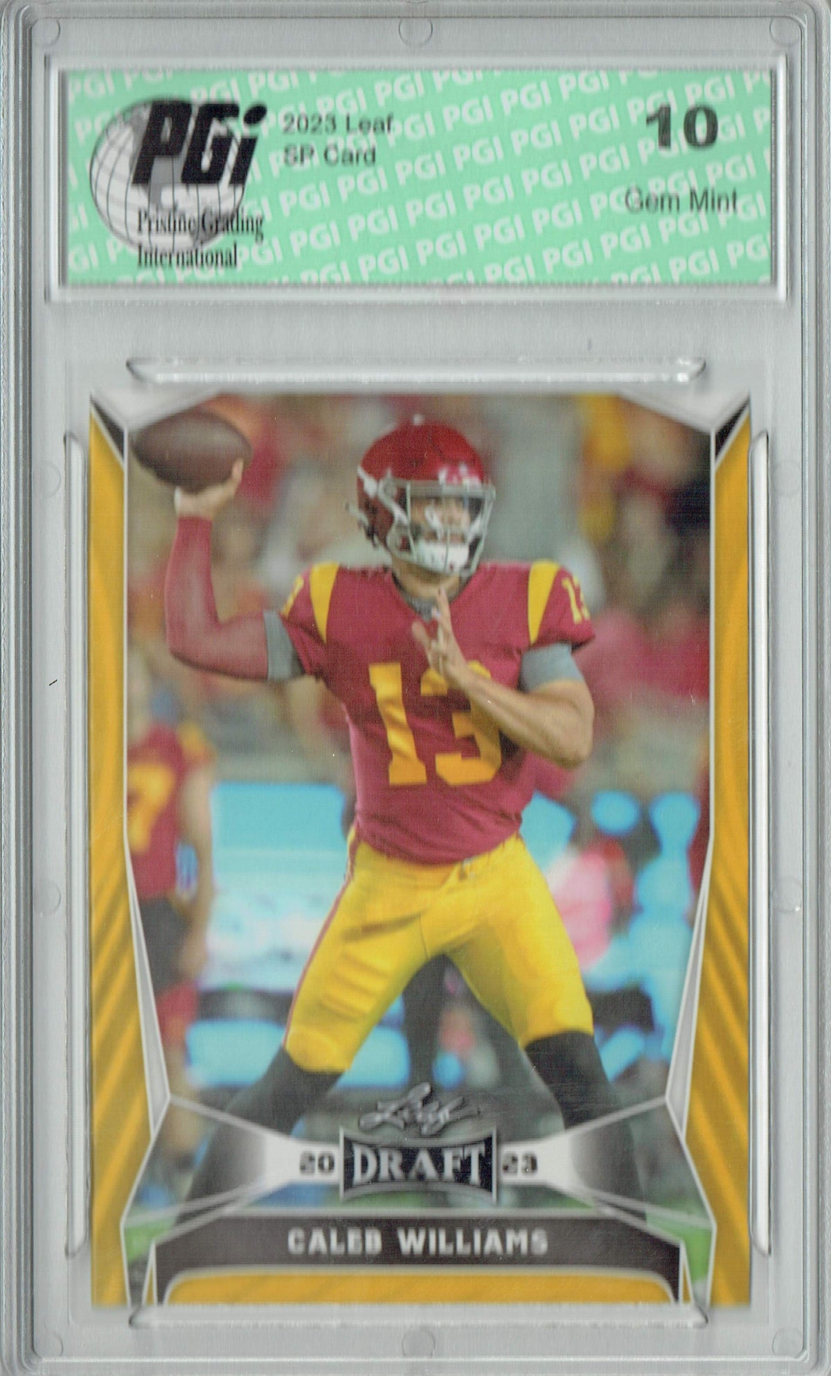 Caleb Williams 2023 Leaf Football #20 Gold Short Print Rookie Card PGI ...