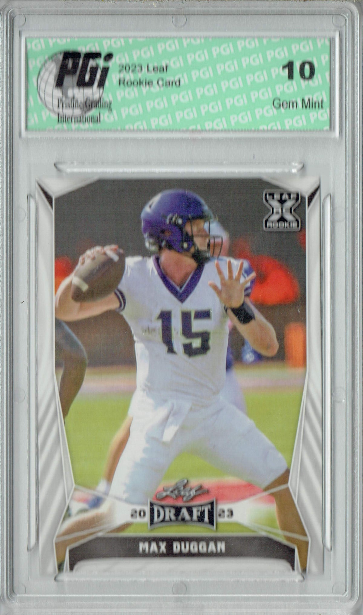 Max Duggan 2023 Leaf Football #61 Rookie Card PGI 10 — Rookie Cards