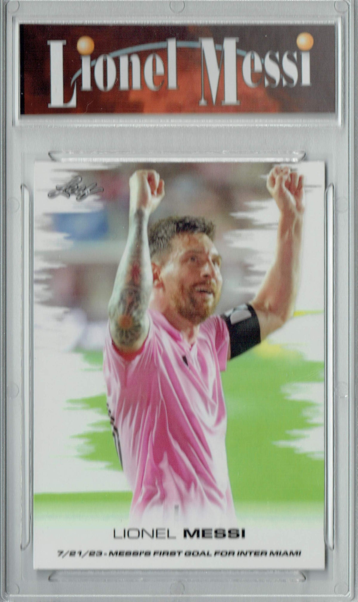 Certified Mint+ Lionel Messi 2023 Leaf #LMB-1 1st Inter Miami Goal! Tr ...