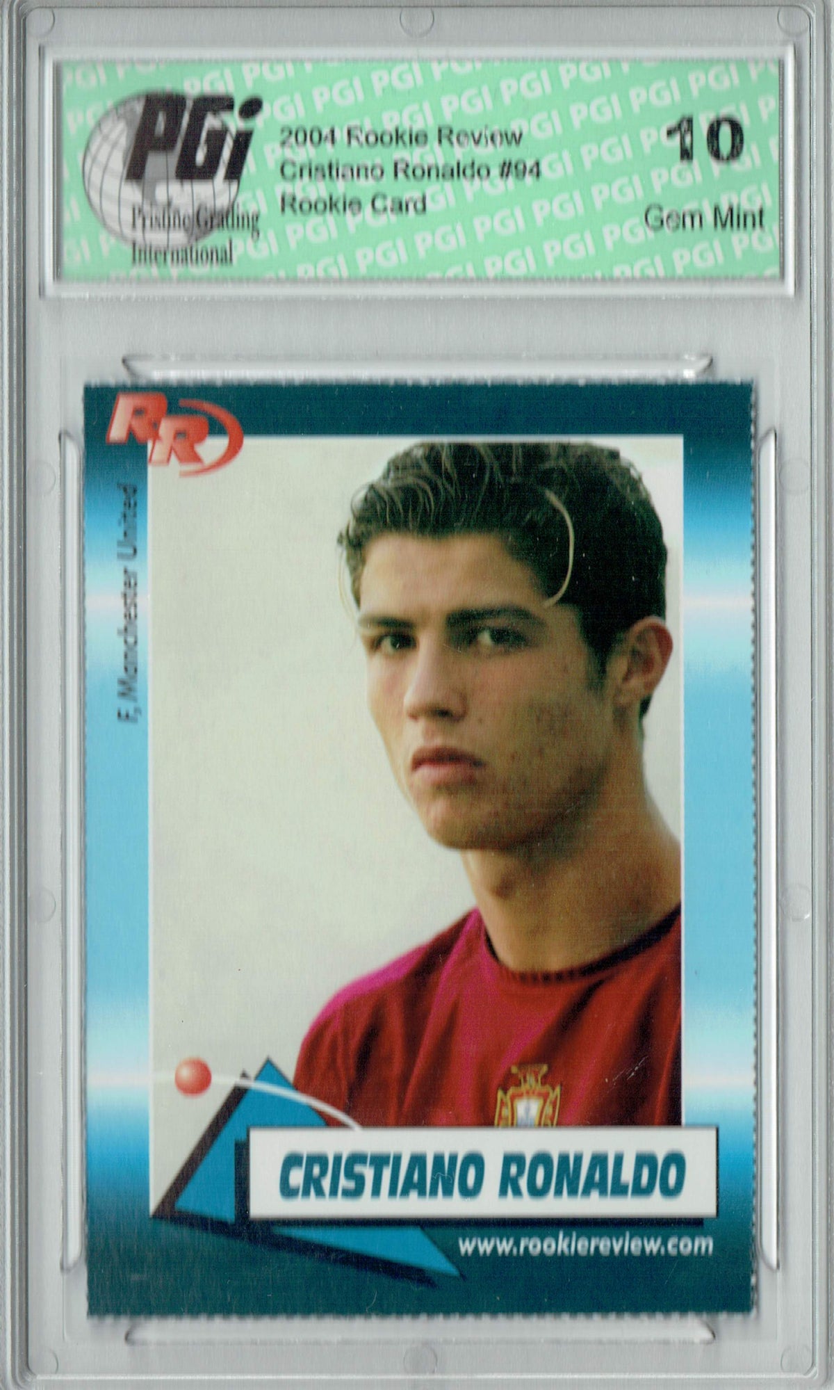 Cristiano Ronaldo 2004 Rookie Review card PGI 10 Portugal Manchester U ...