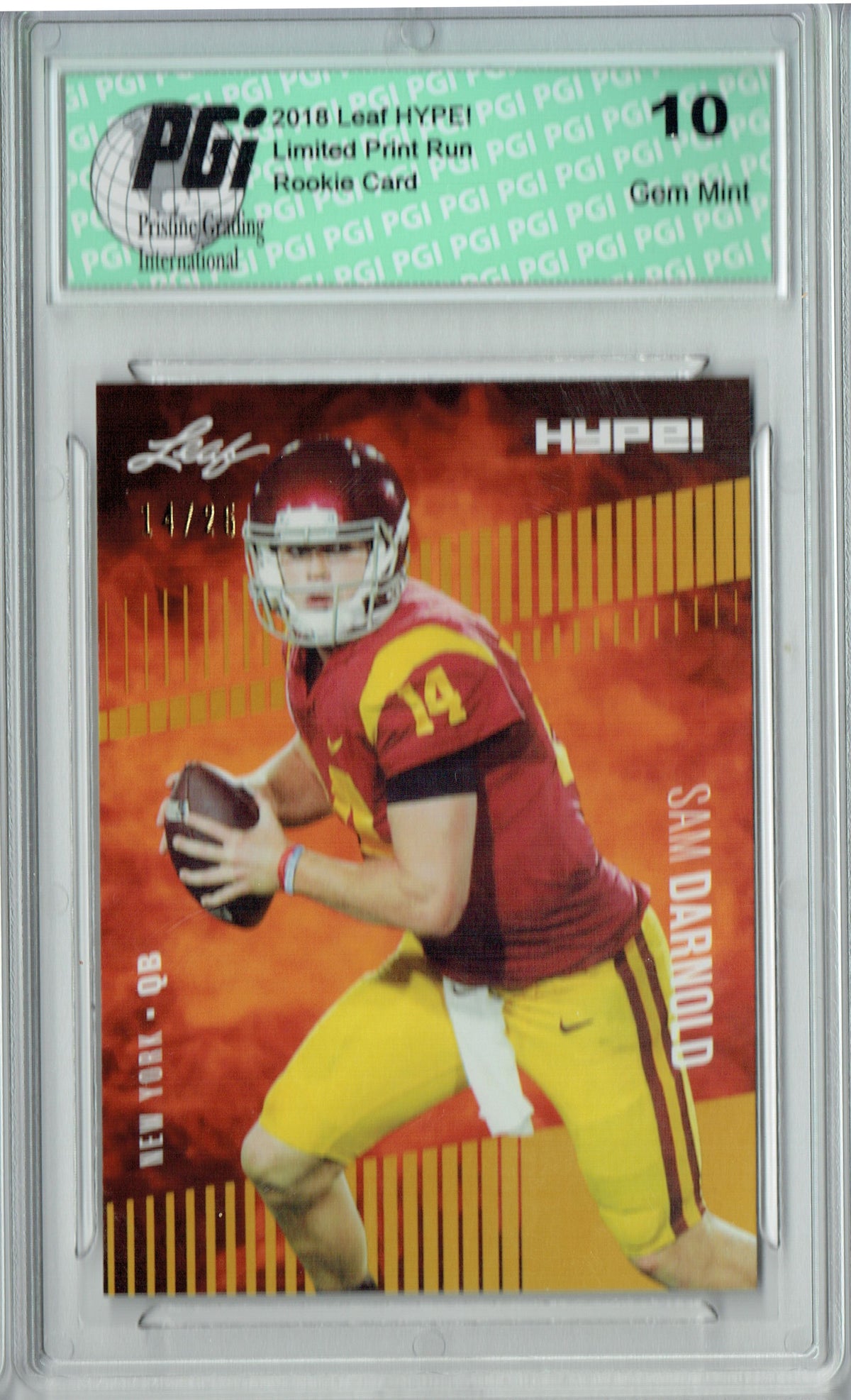 Sam Darnold 2018 Leaf HYPE! #4 Jersey #14/25 Rookie Card PGI 10 ...
