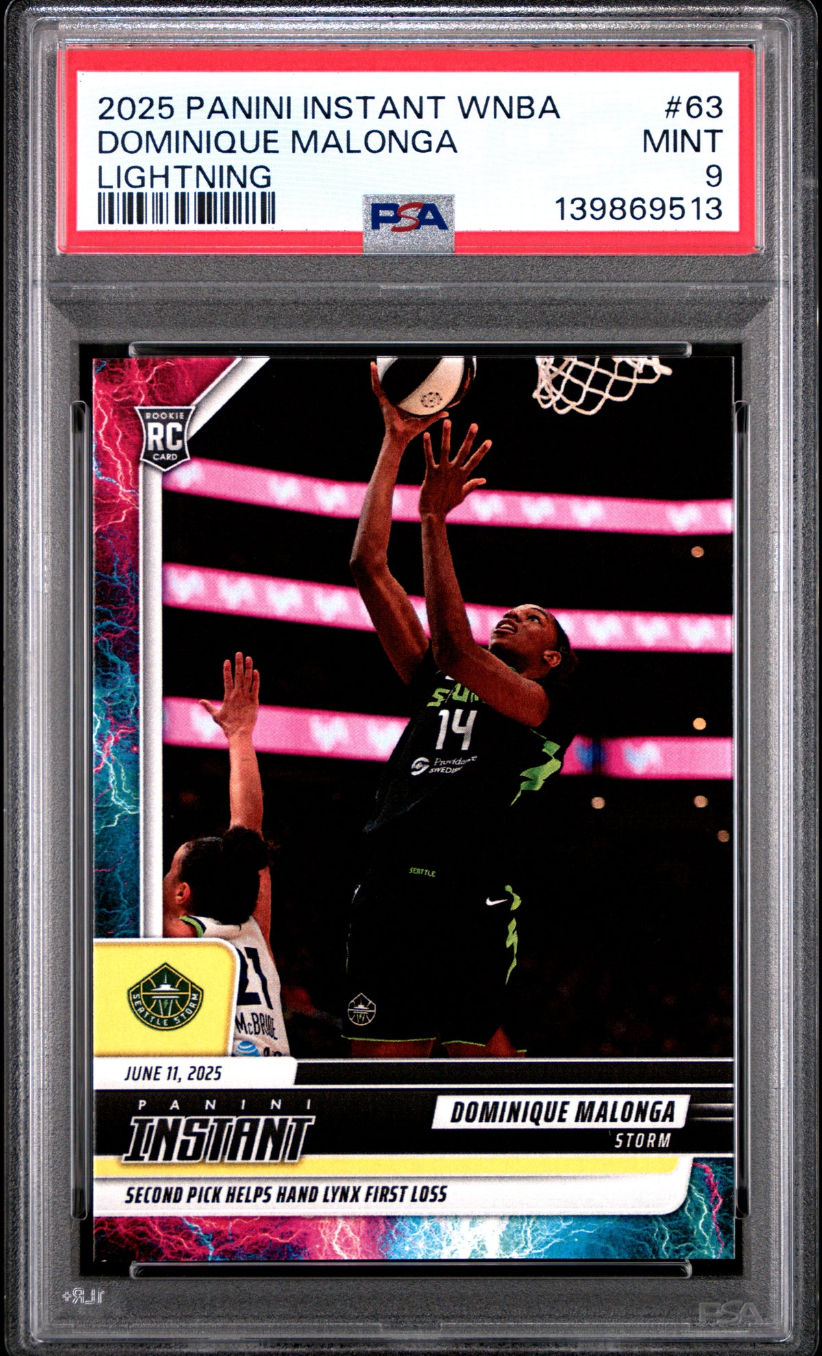 PSA 9 Dominique Malonga 2025 Panini Instant #63 Lightning #4/5 Rookie ...