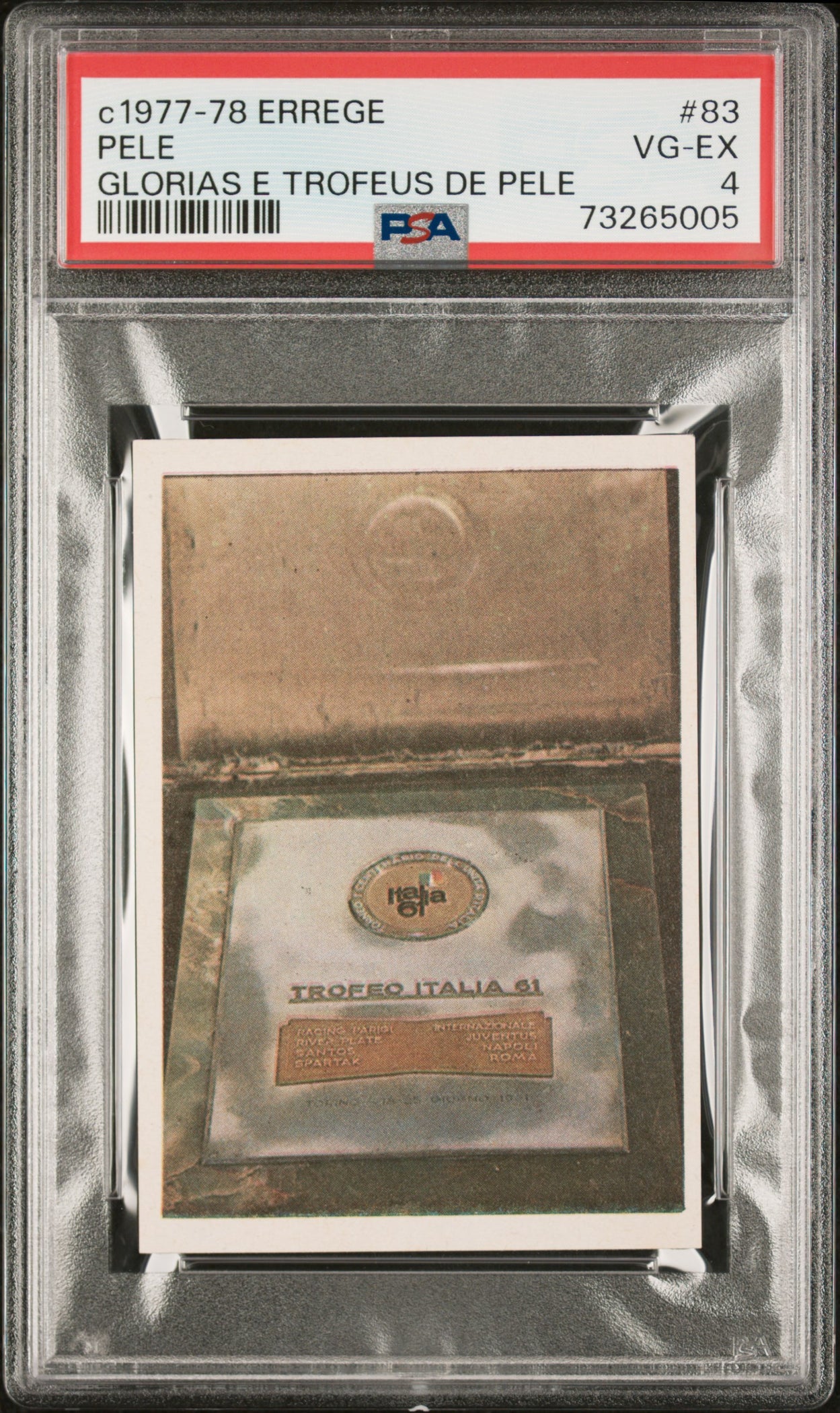PSA 4 VG-EX Pele 1977 Errege #83 Rare Trading Card Glorias e Trofeus d ...
