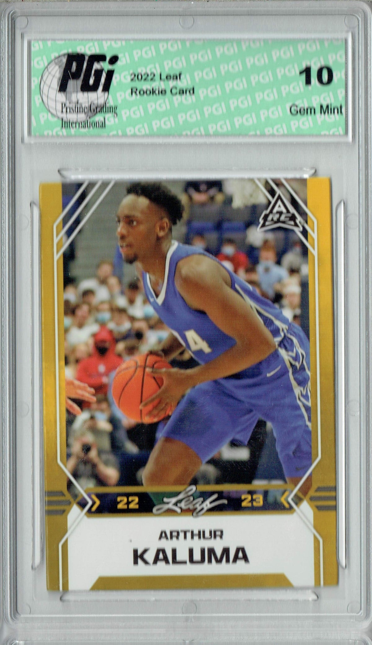 Arthur Kaluma 2022 Leaf Basketball #B-3 Gold Rookie Card PGI 10 ...