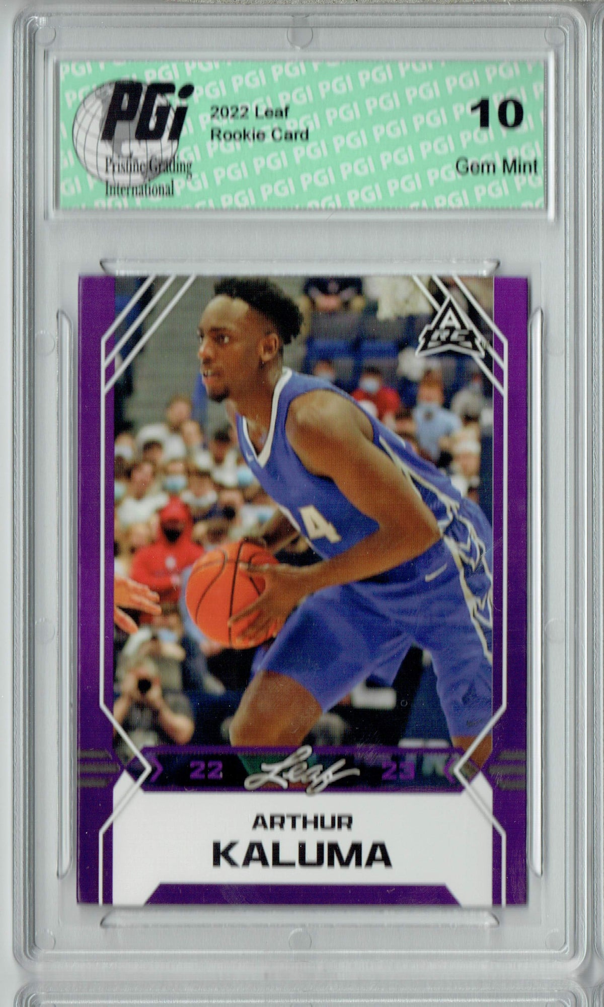 Arthur Kaluma 2022 Leaf Basketball #B-3 Purple Rookie Card PGI 10 ...