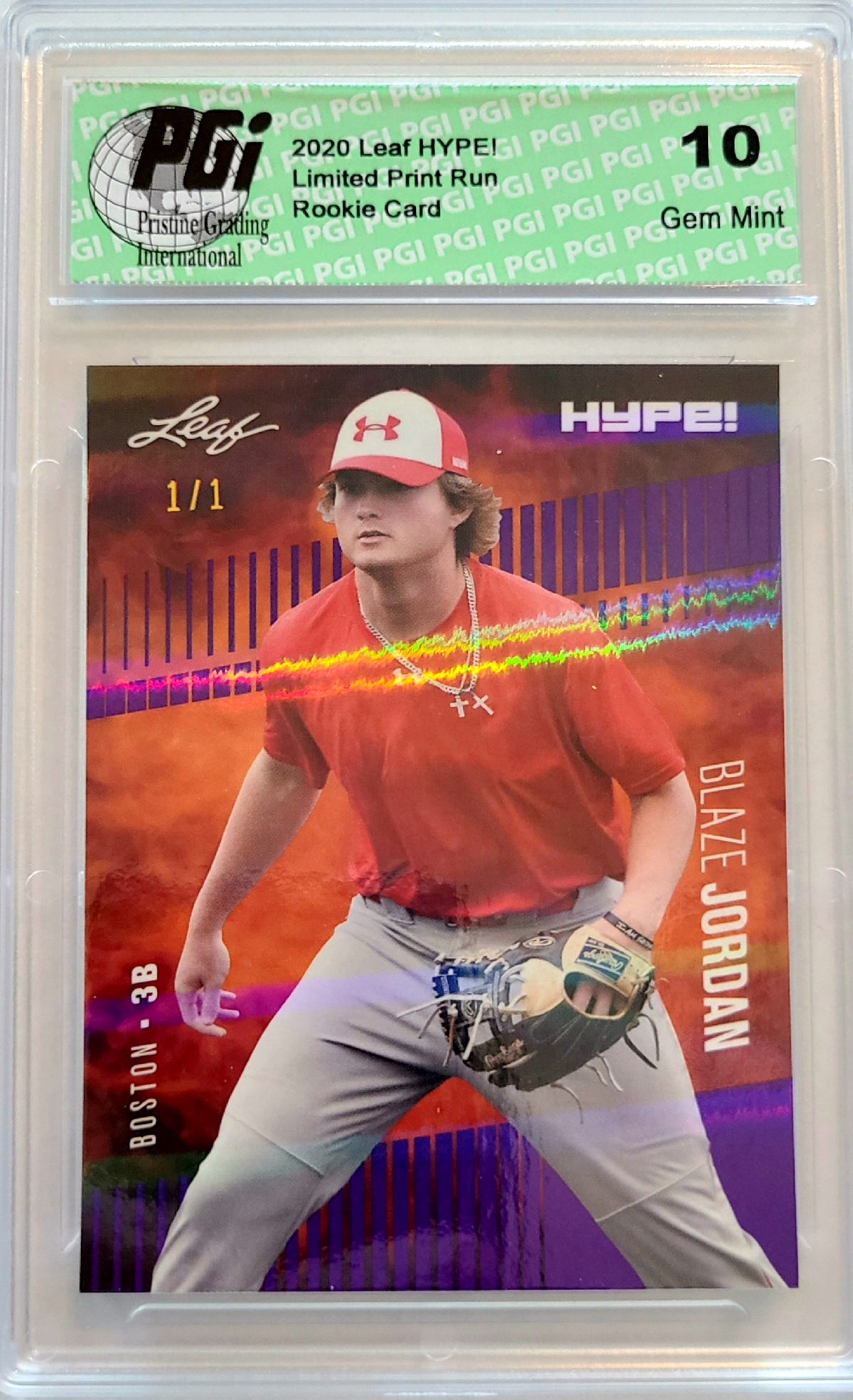Blaze Jordan 2020 Leaf HYPE! #43 Purple Shimmer 1/1 Rookie Card PGI 10 ...