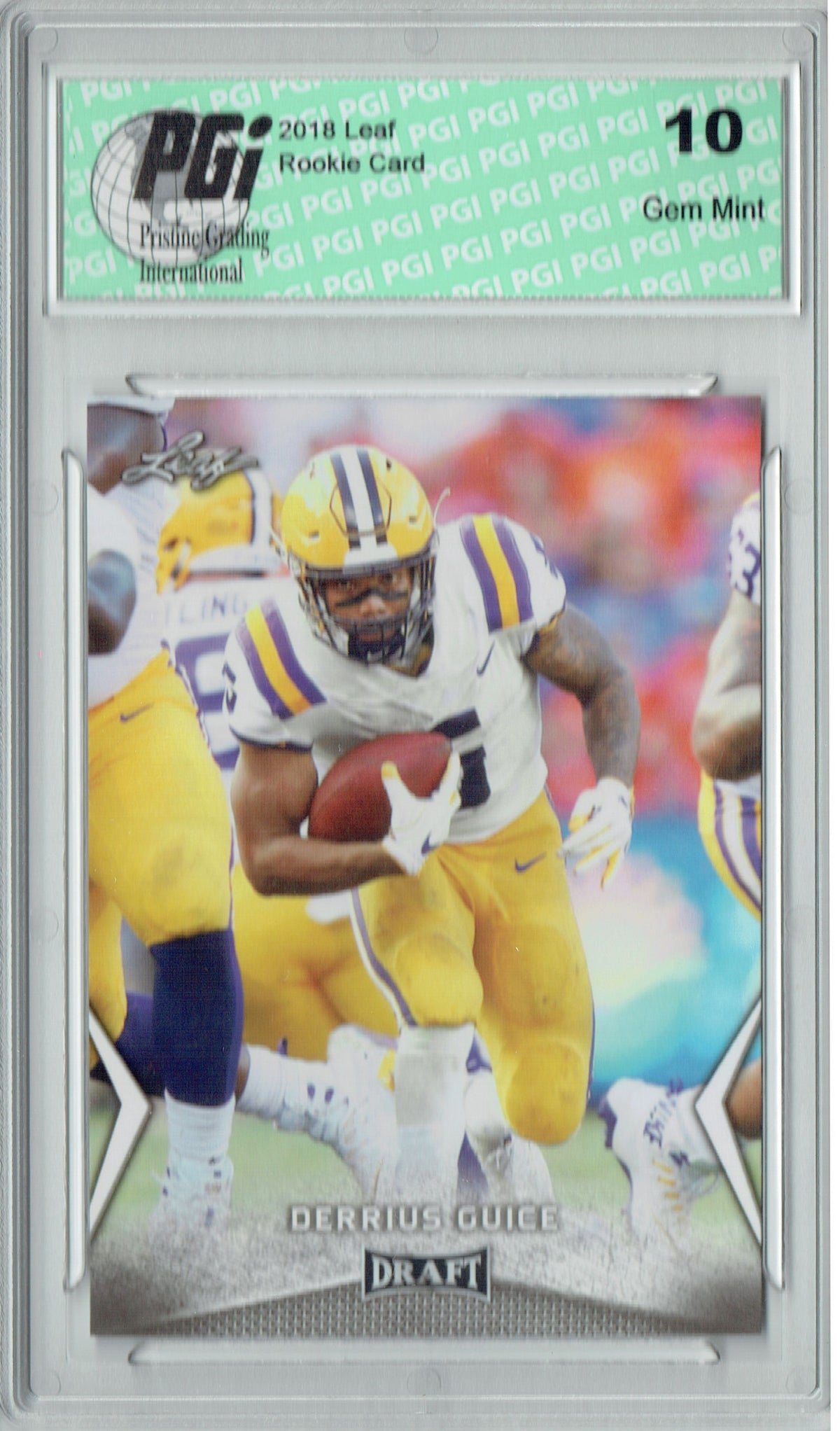 Derrius Guice 2018 Leaf Draft #20 Rookie Card PGI 10 — Rookie Cards