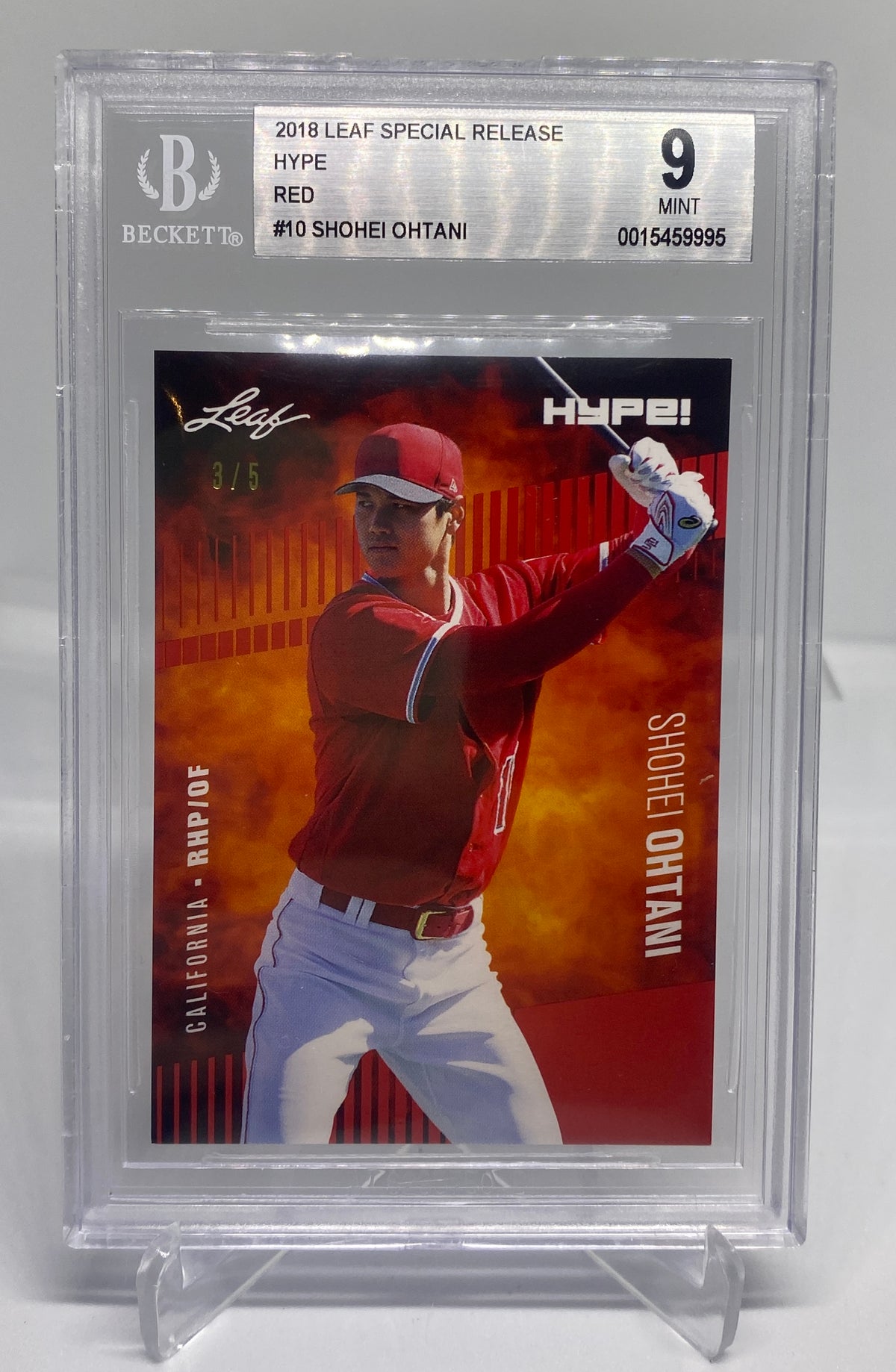 BGS 9 Shohei Ohtani 2018 Leaf HYPE! #10 Rookie Card Red #3/5 — Rookie Cards